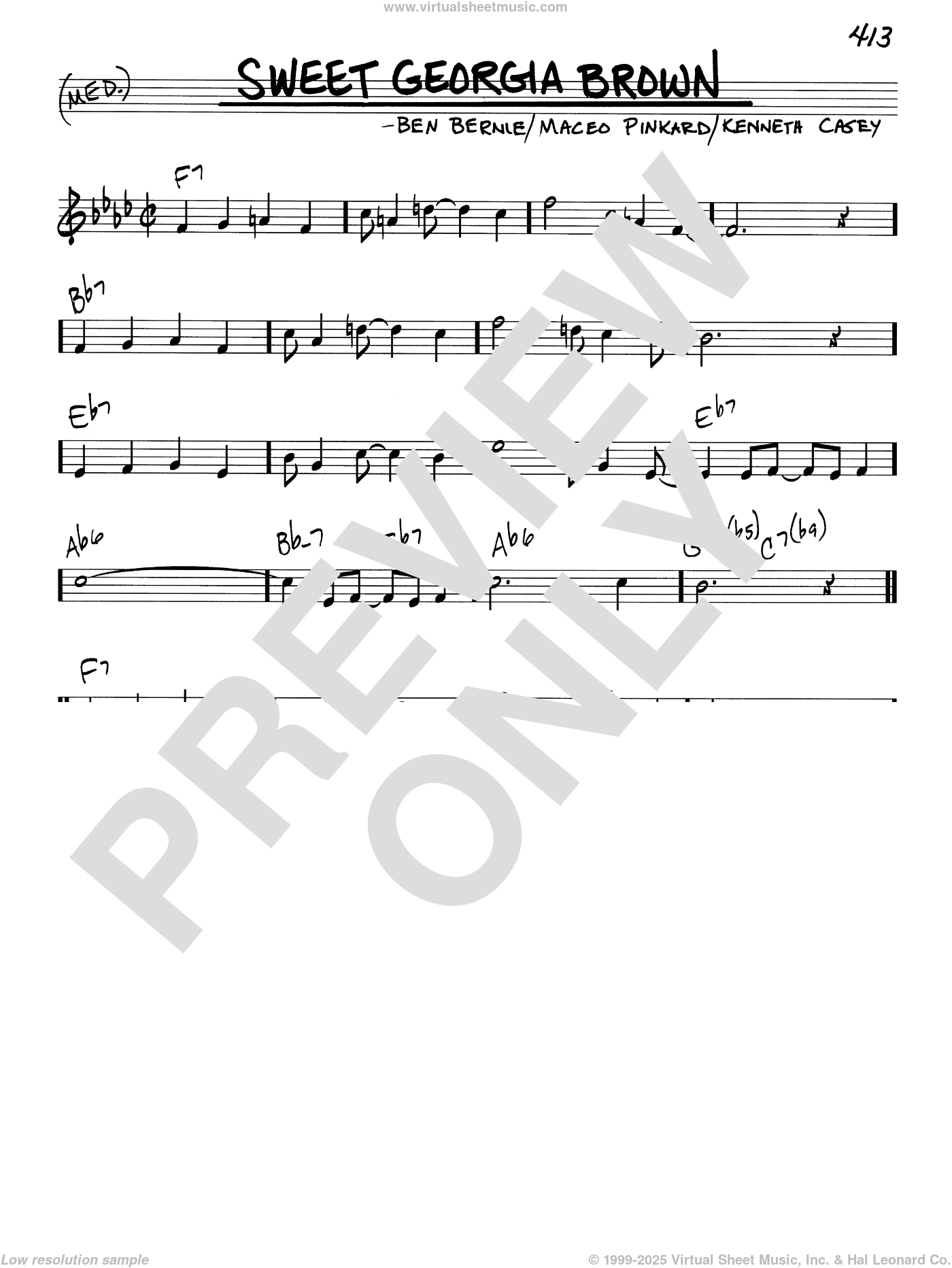 Sweet Georgia Brown sheet music (in C) (PDF)