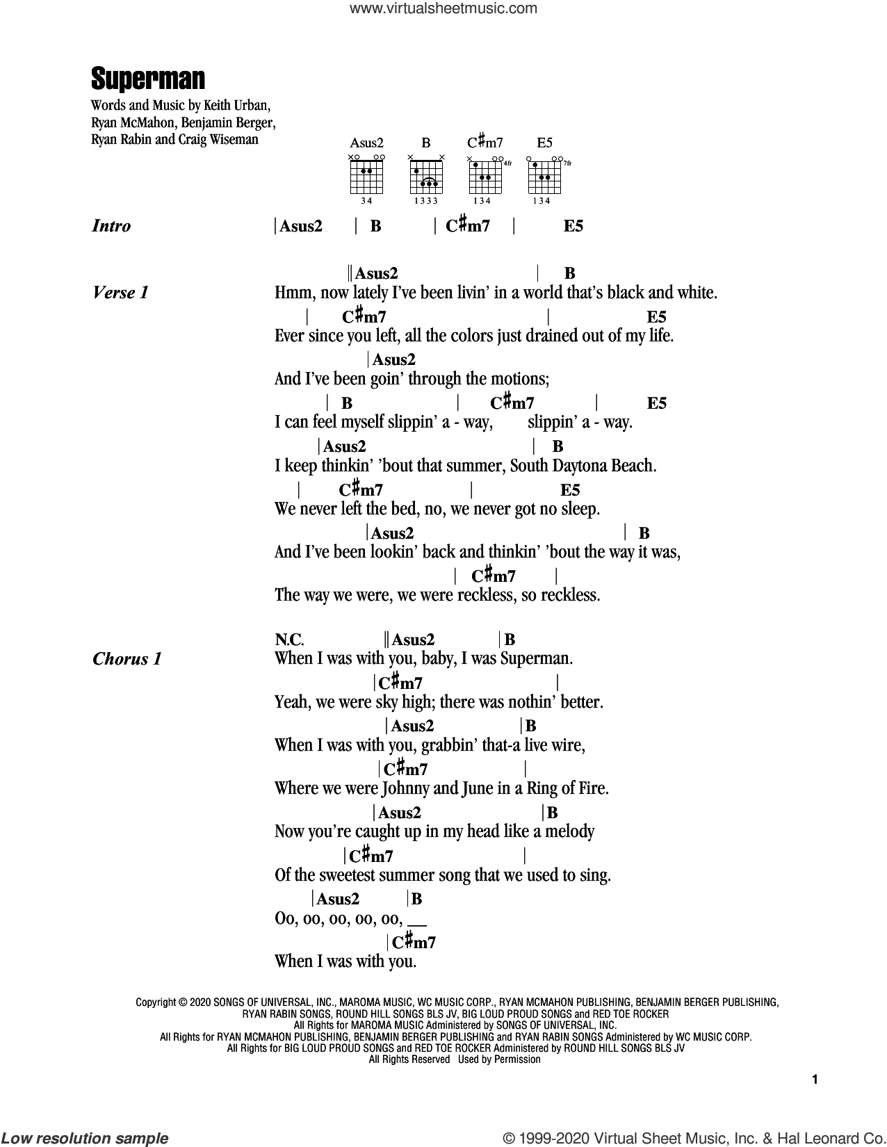 Superman sheet music for guitar (chords) (PDF)