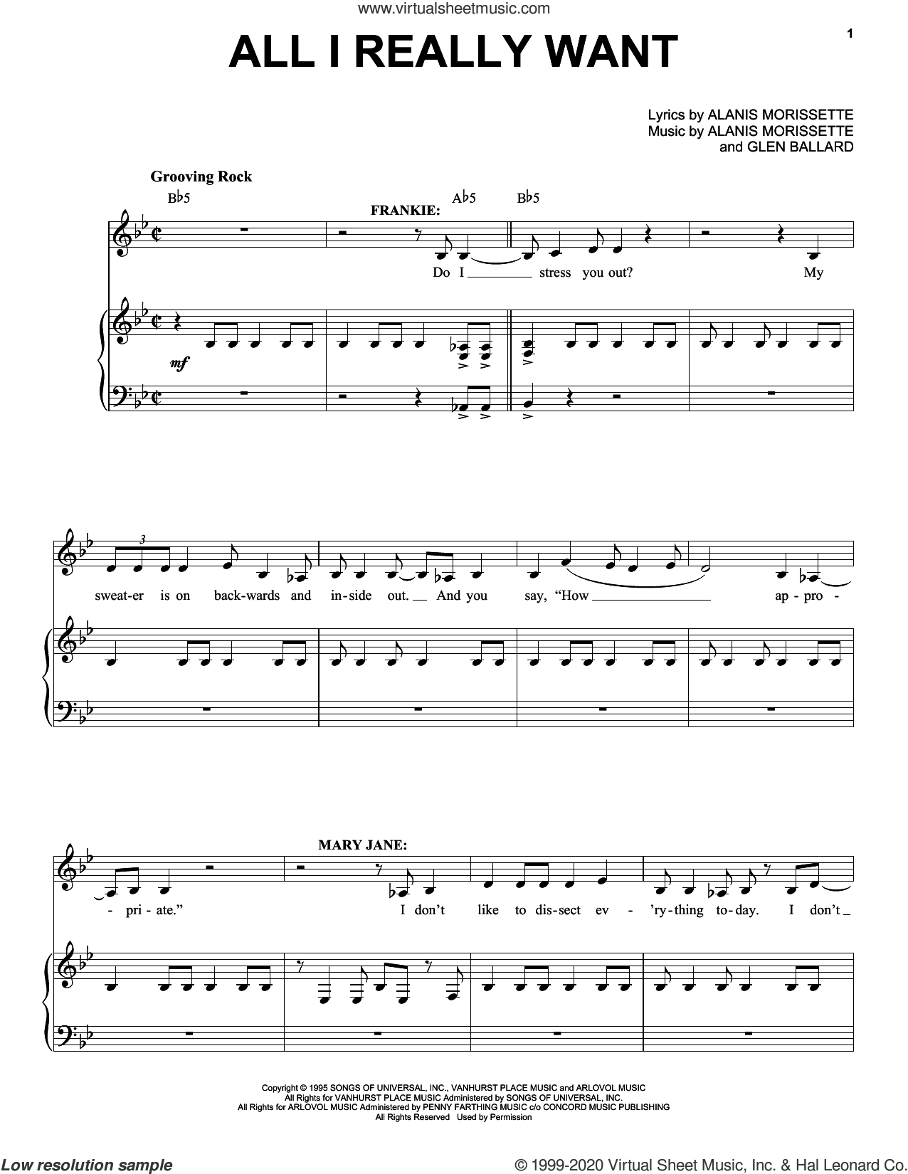 All I Really Want (from Jagged Little Pill The Musical) sheet music for ...