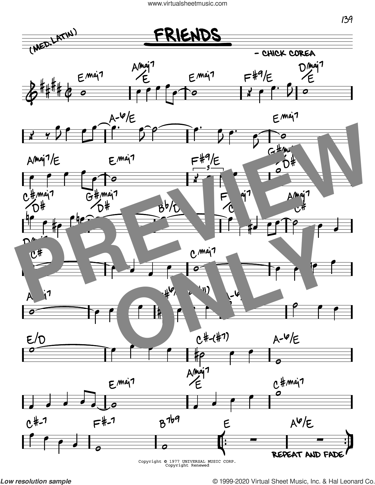 Friends sheet music (real book - melody and chords) (real book)