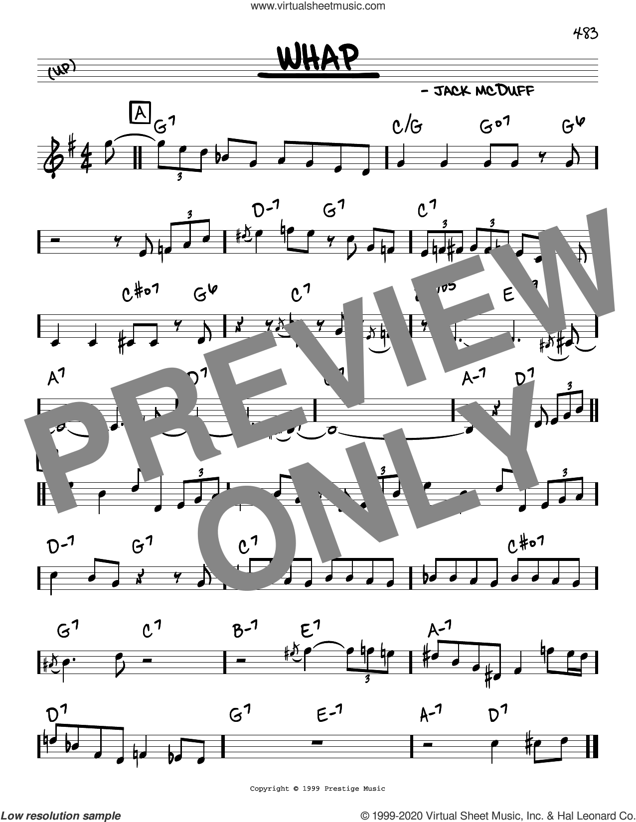 Whap sheet music (real book - melody and chords) (real book)