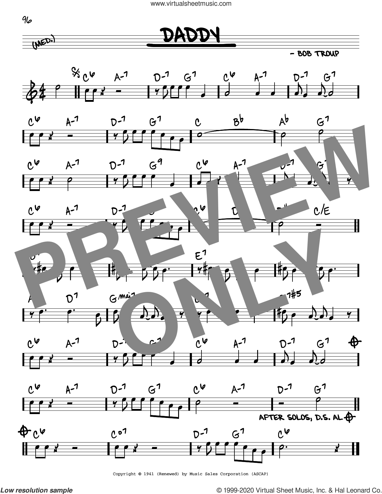 Daddy sheet music (real book - melody and chords) (real book)
