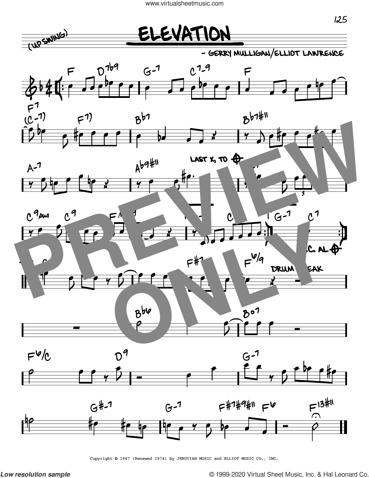Elevation sheet music (real book - melody and chords) (real book)