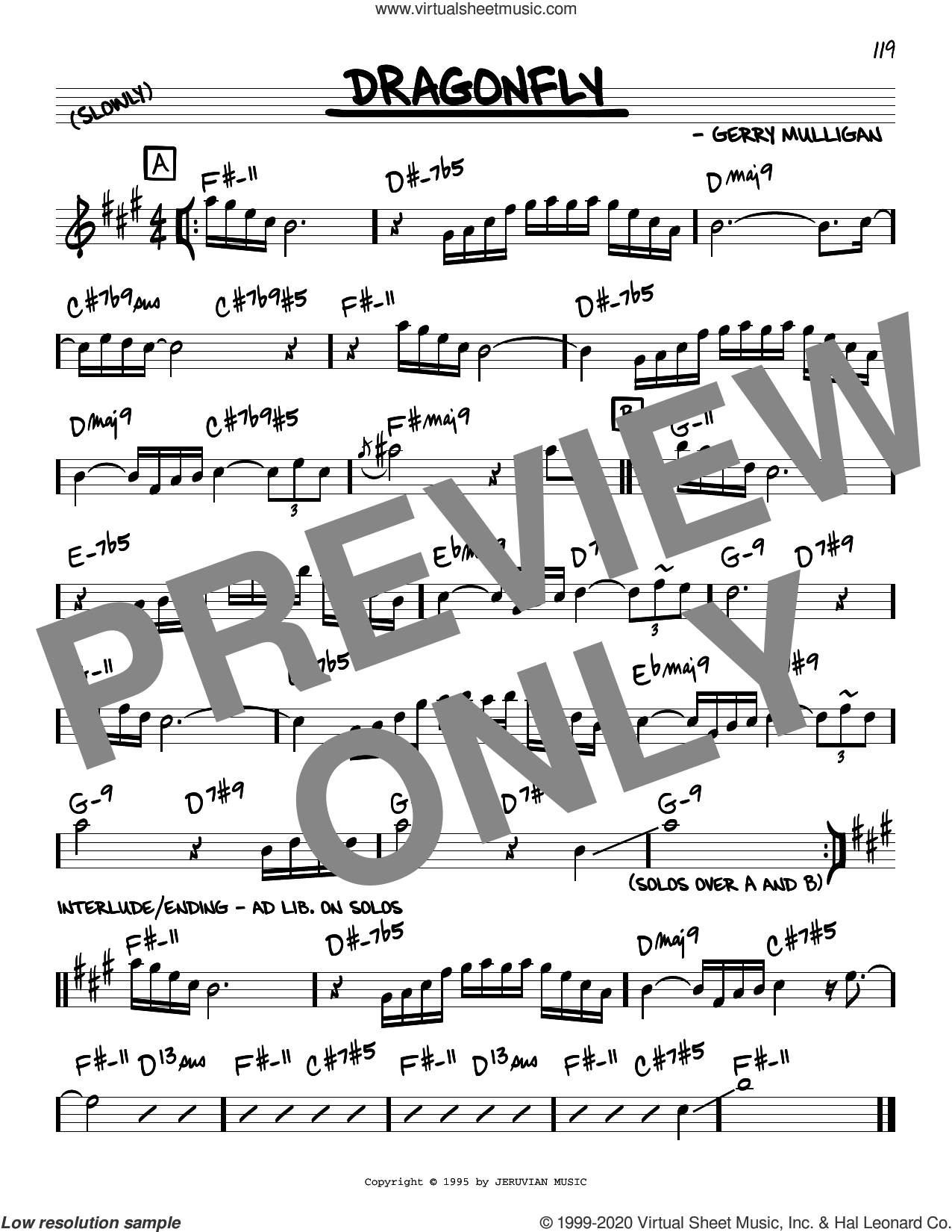 Dragonfly sheet music (real book - melody and chords) (real book)
