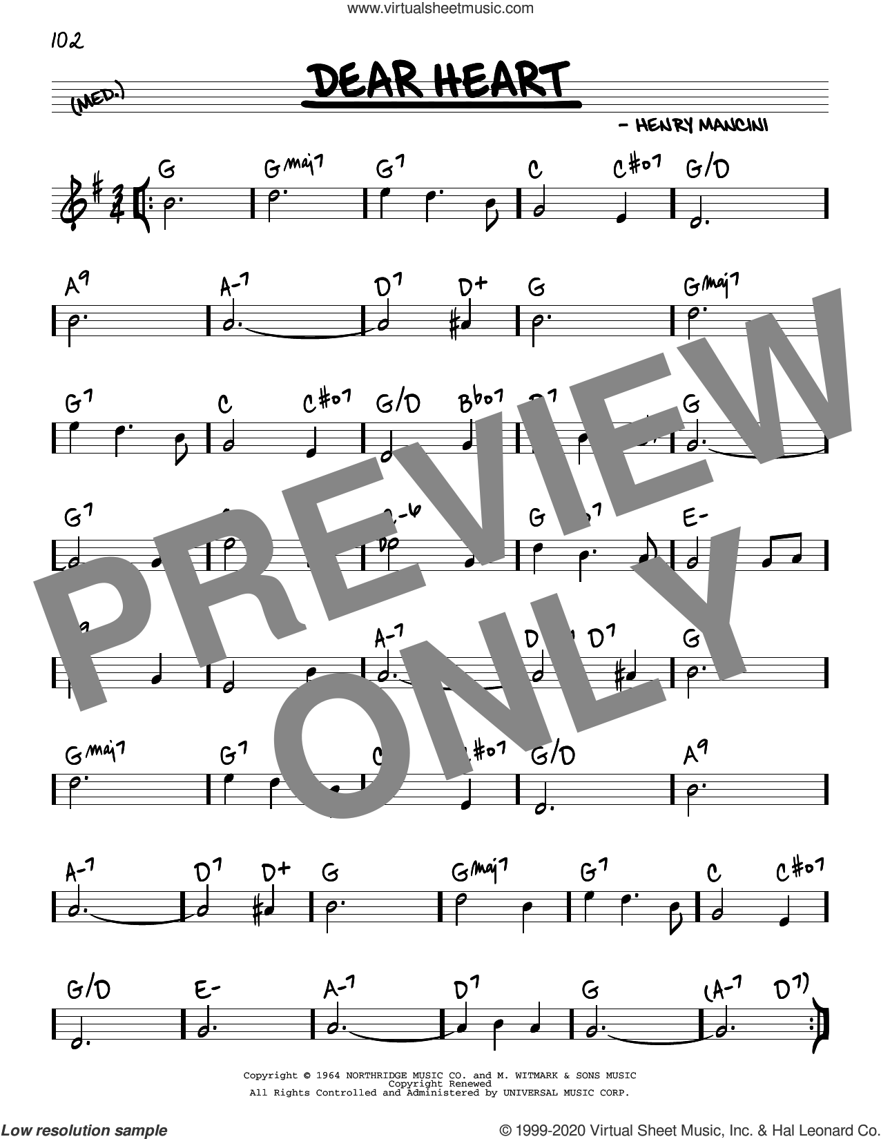 Dear Heart sheet music (real book - melody and chords) (real book)