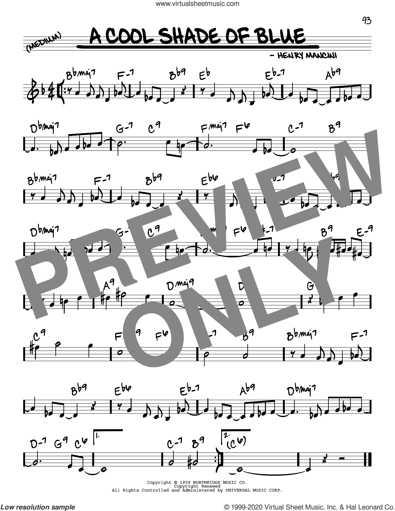 A Cool Shade Of Blue sheet music (real book - melody and chords) (real ...