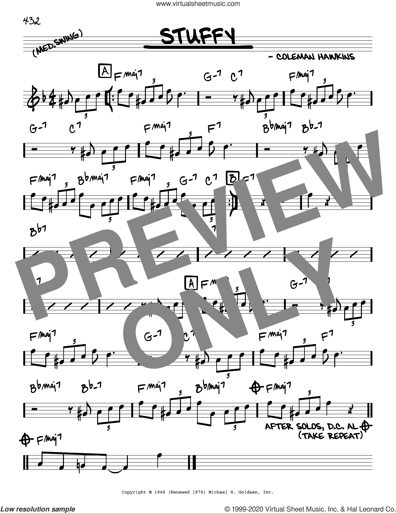 Stuffy sheet music (real book - melody and chords) (real book)
