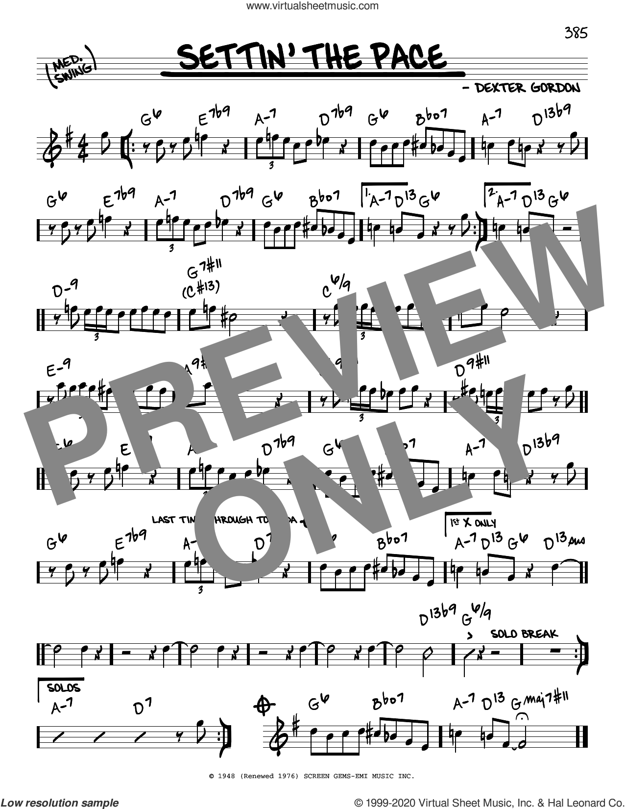 Settin' The Pace sheet music (real book - melody and chords) (real book)