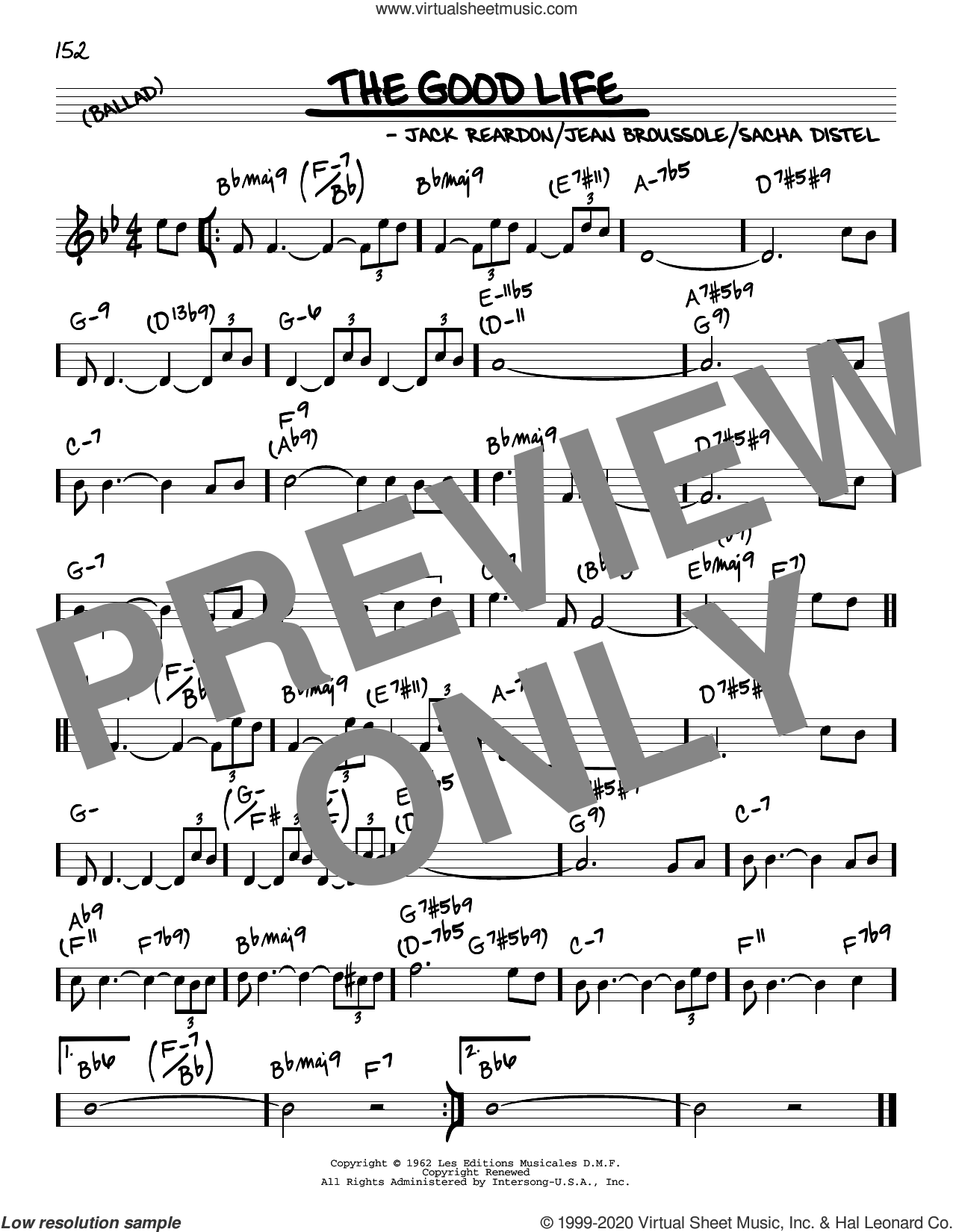 Jack Reardon: The Good Life sheet music (real book - melody and chords ...