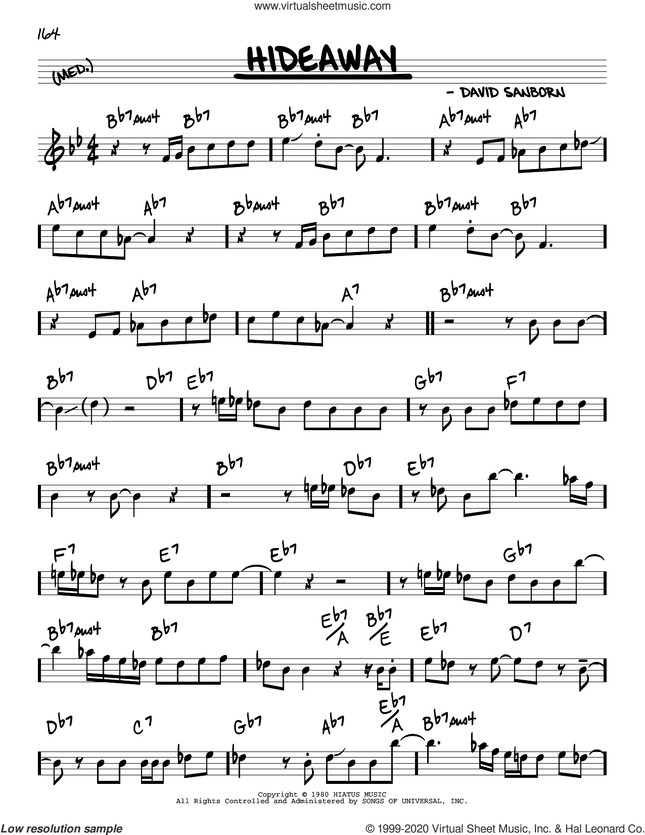 Hideaway sheet music (real book - melody and chords) (real book)