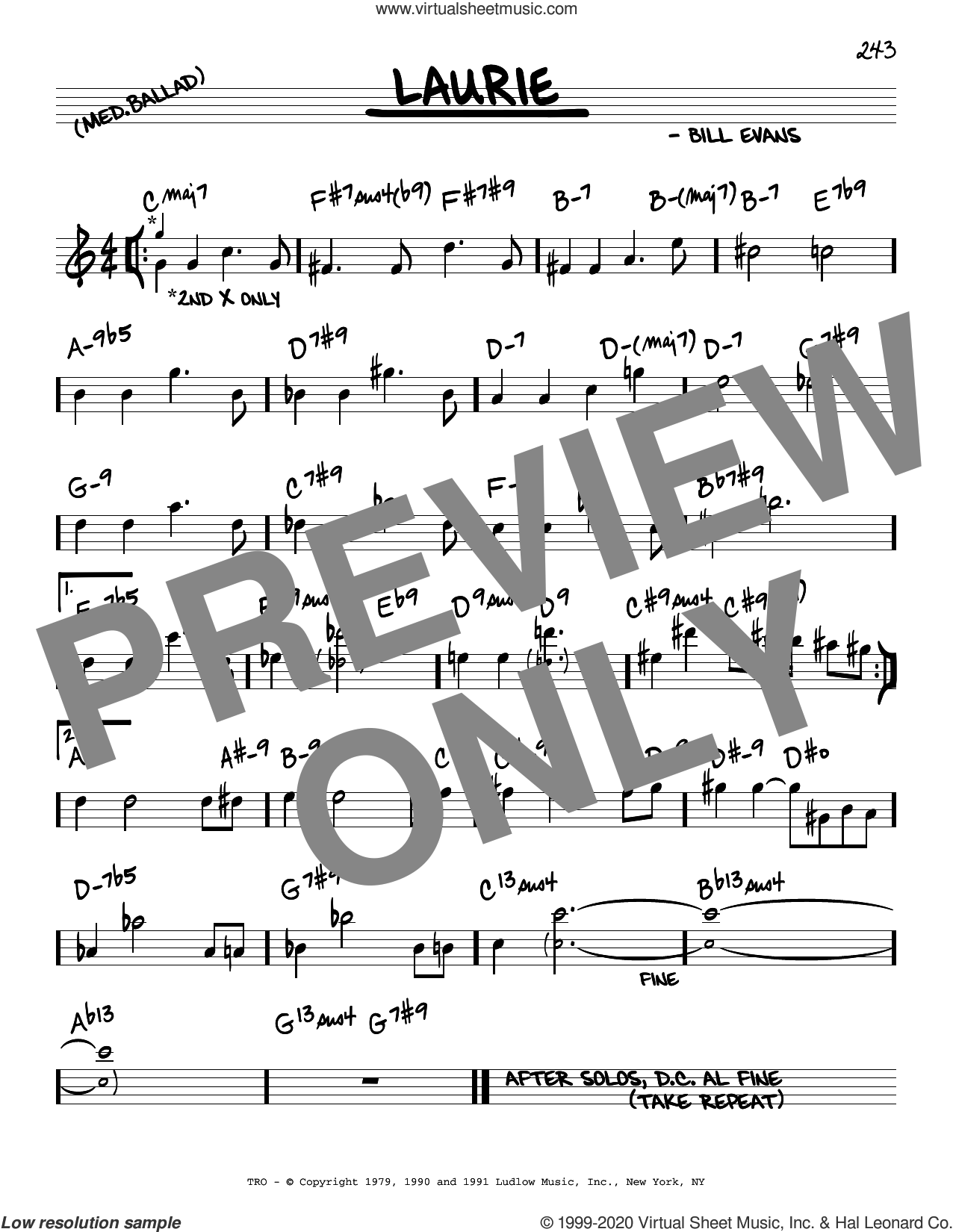 Laurie sheet music (real book - melody and chords) (real book)