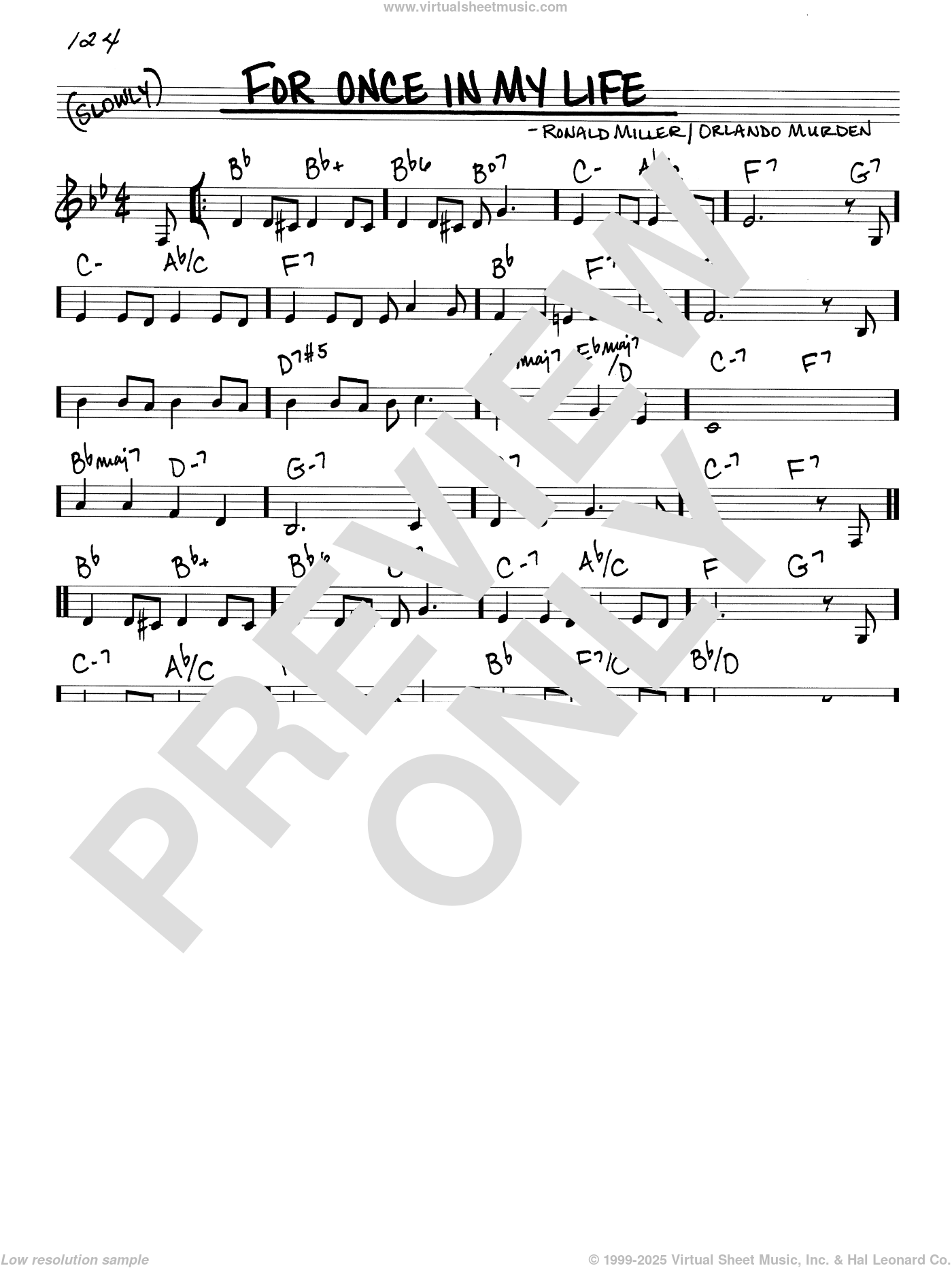 For Once In My Life sheet music (real book) (PDF)