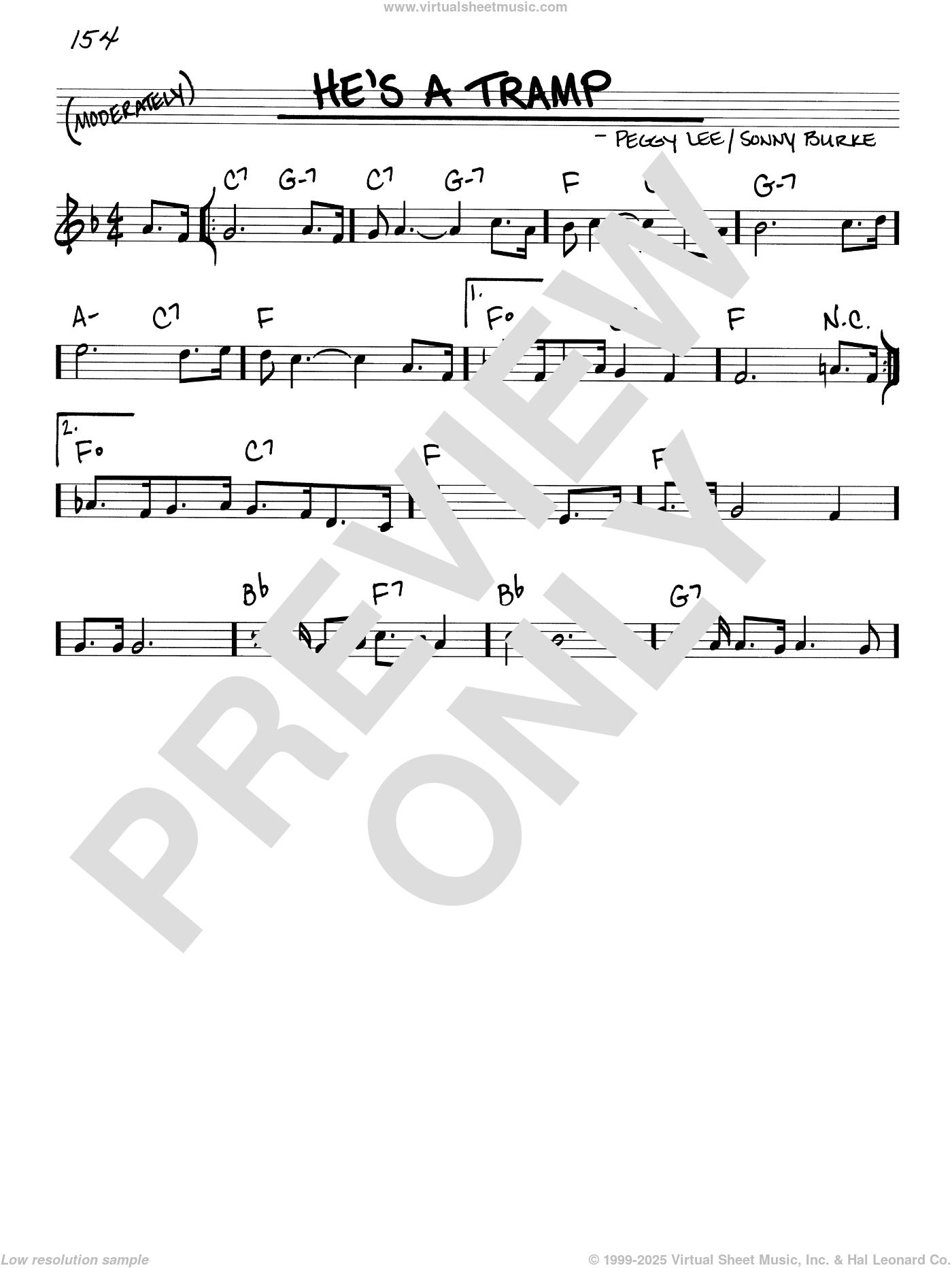 He's A Tramp (from Lady And The Tramp) sheet music (real book - melody ...