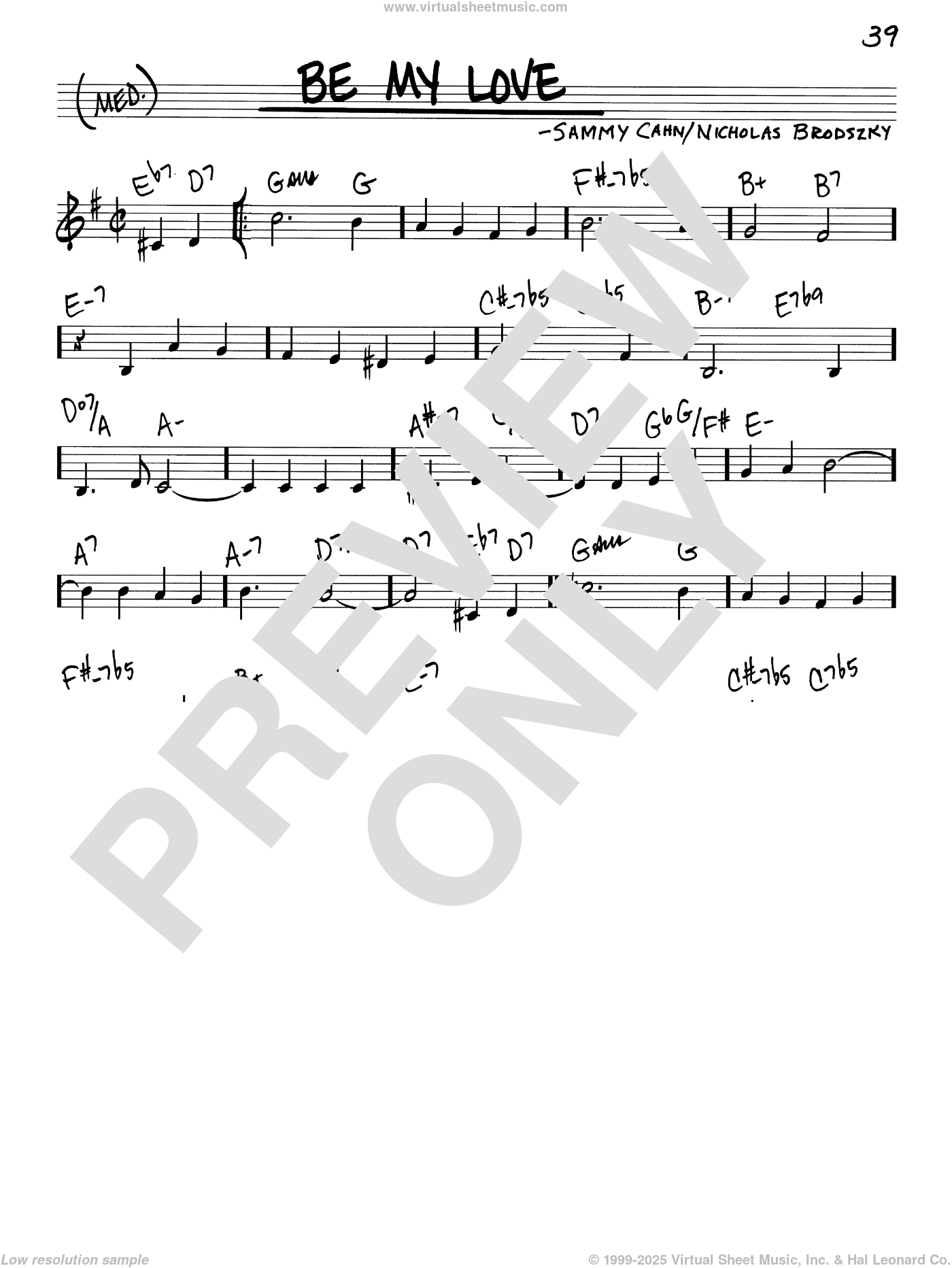 Be My Love sheet music (real book - melody and chords) (real book)