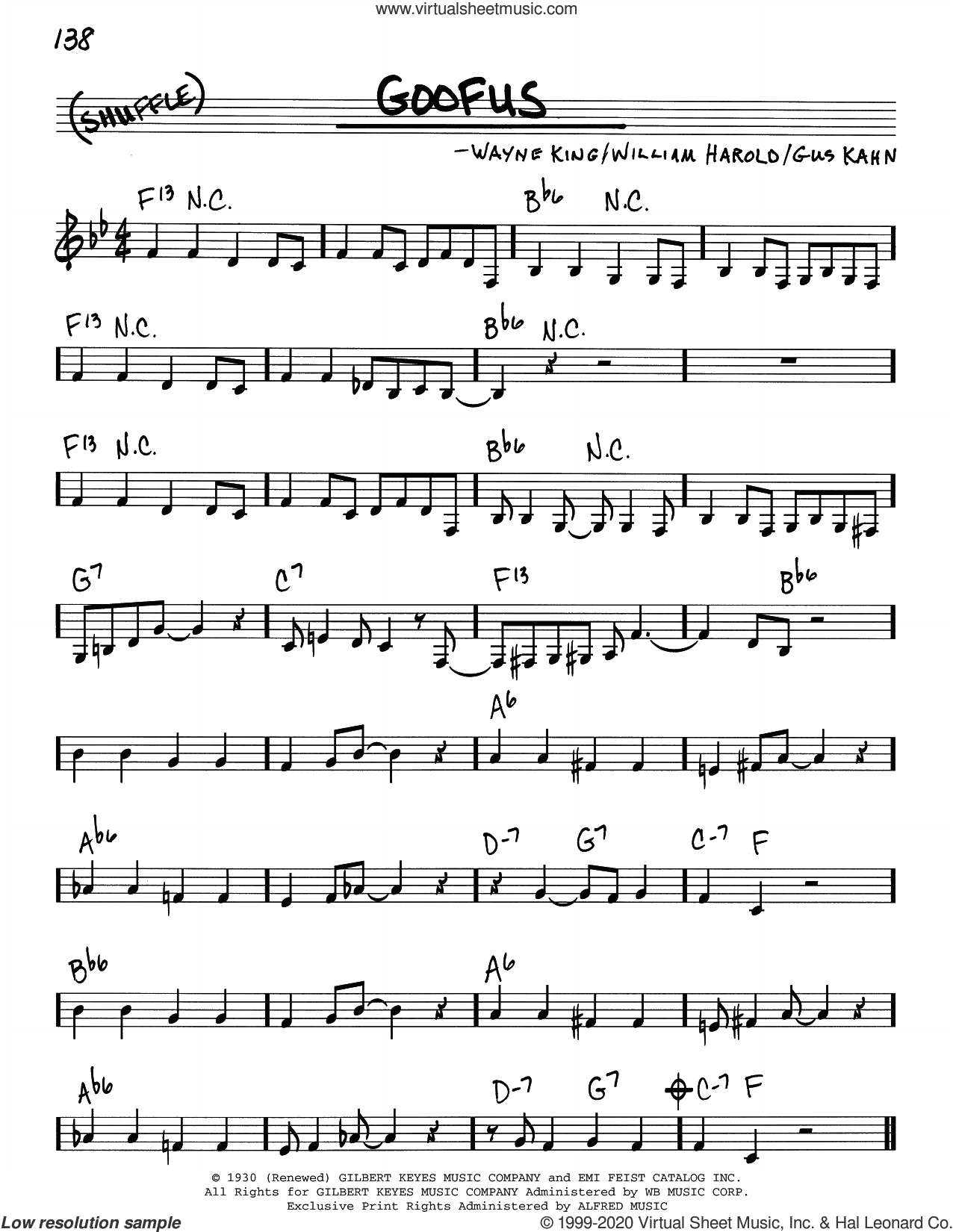 Goofus sheet music (real book - melody and chords) (real book)