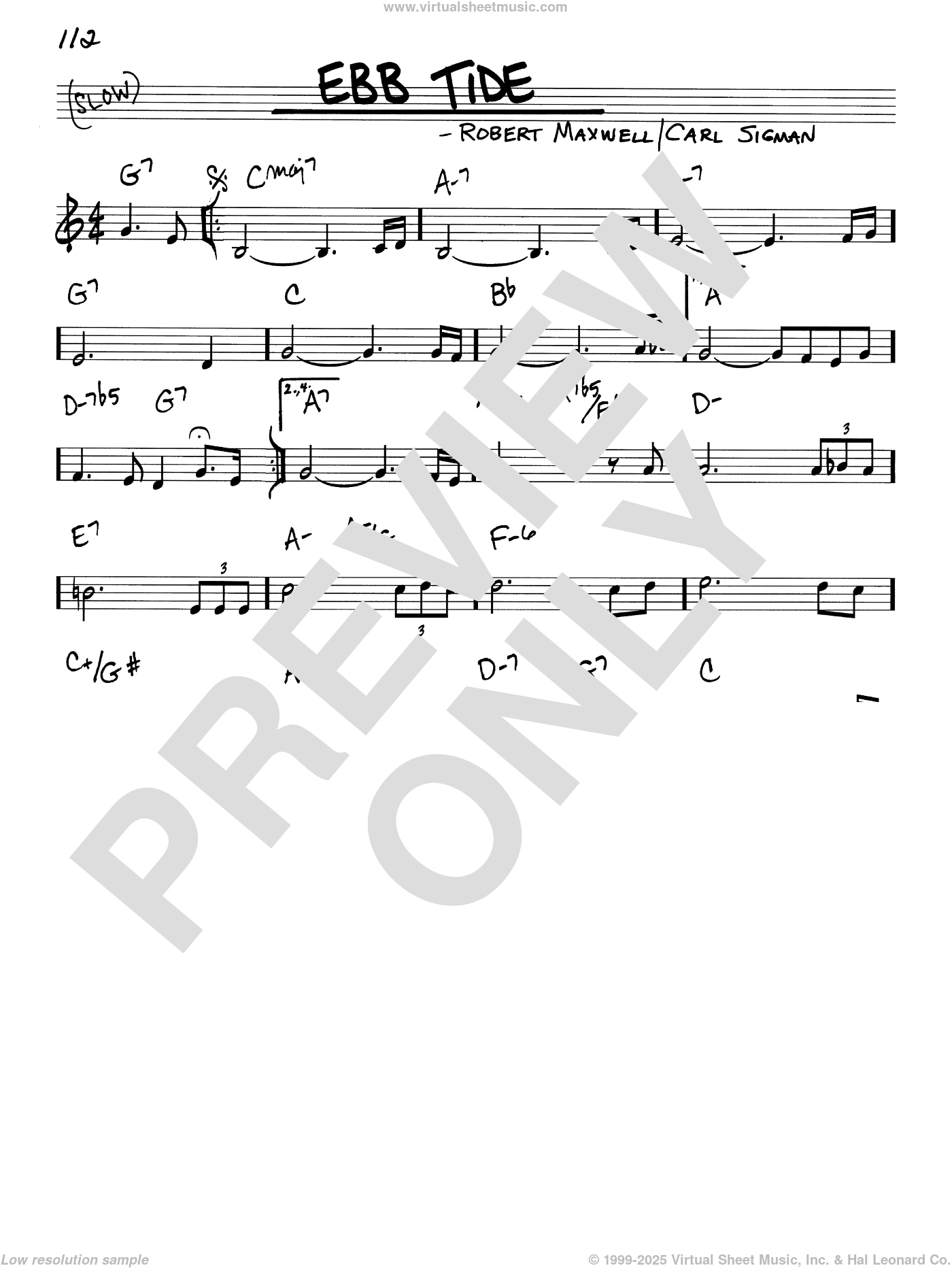 Ebb Tide sheet music (real book - melody and chords) (real book)