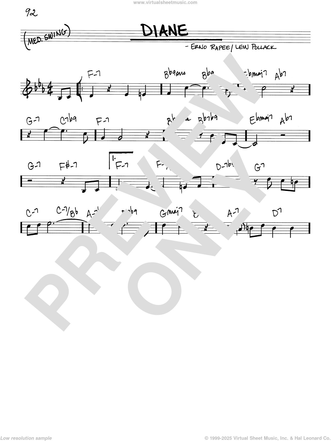 Diane sheet music (real book - melody and chords) (real book)