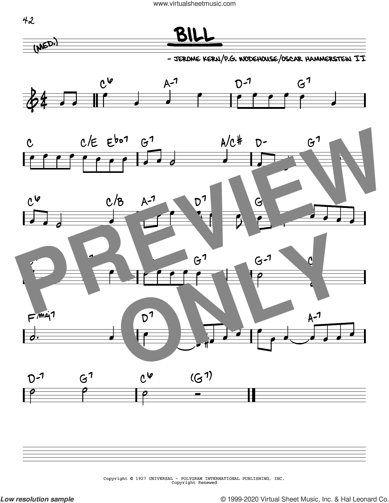 Bill sheet music for voice and other instruments (real book)