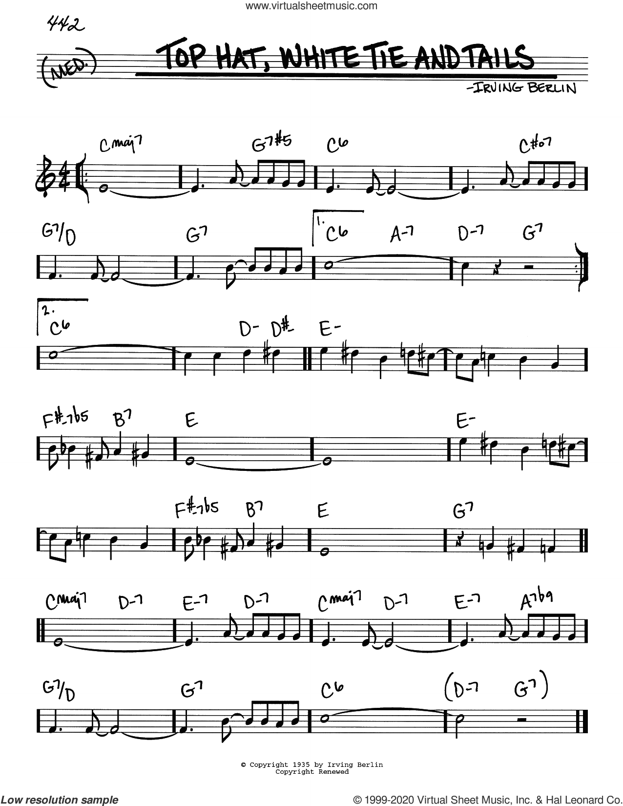 Top Hat, White Tie And Tails sheet music (real book - melody and chords ...