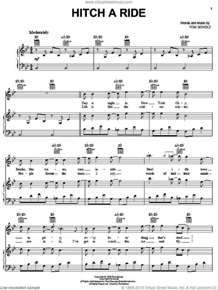 Hitch A Ride sheet music for voice, piano or guitar (PDF)