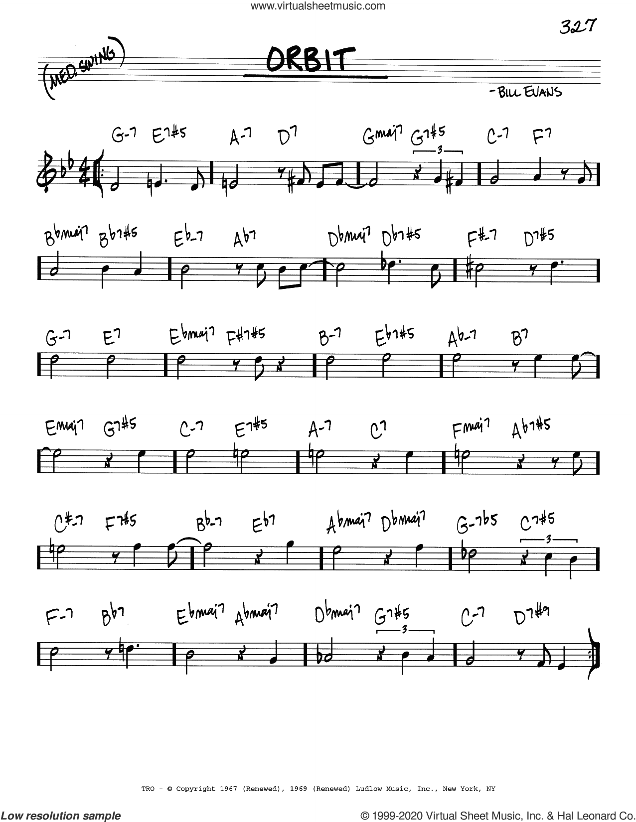 Orbit sheet music (real book - melody and chords) (real book)