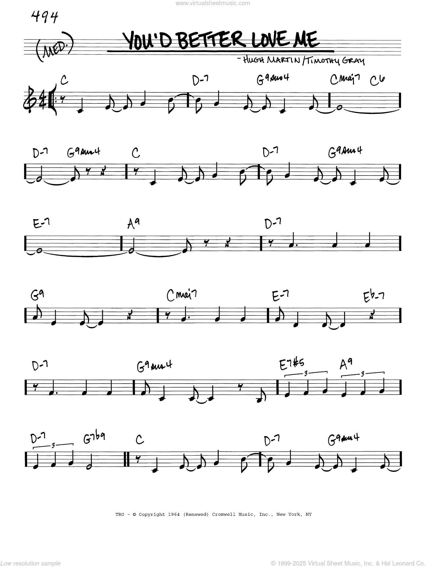 You'd Better Love Me sheet music (real book - melody and chords) (real book)