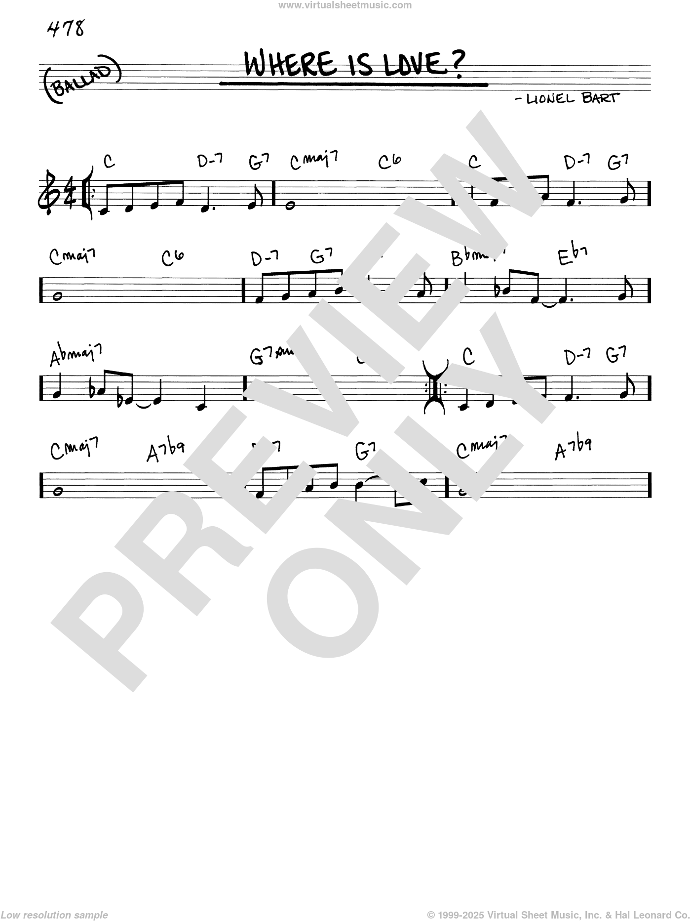 Where Is Love? sheet music (real book - melody and chords) (real book)