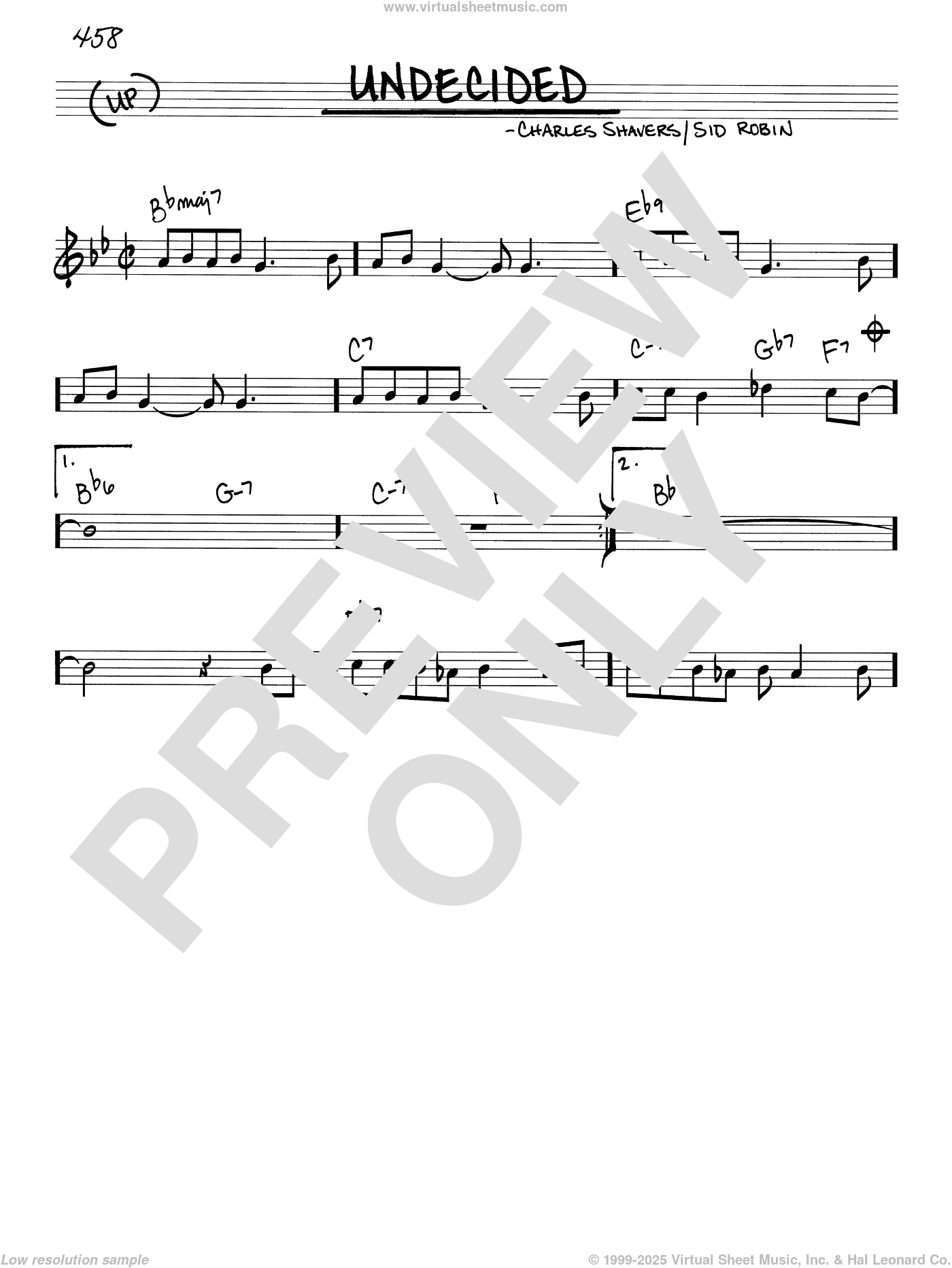 Undecided sheet music (real book - melody and chords) (real book)