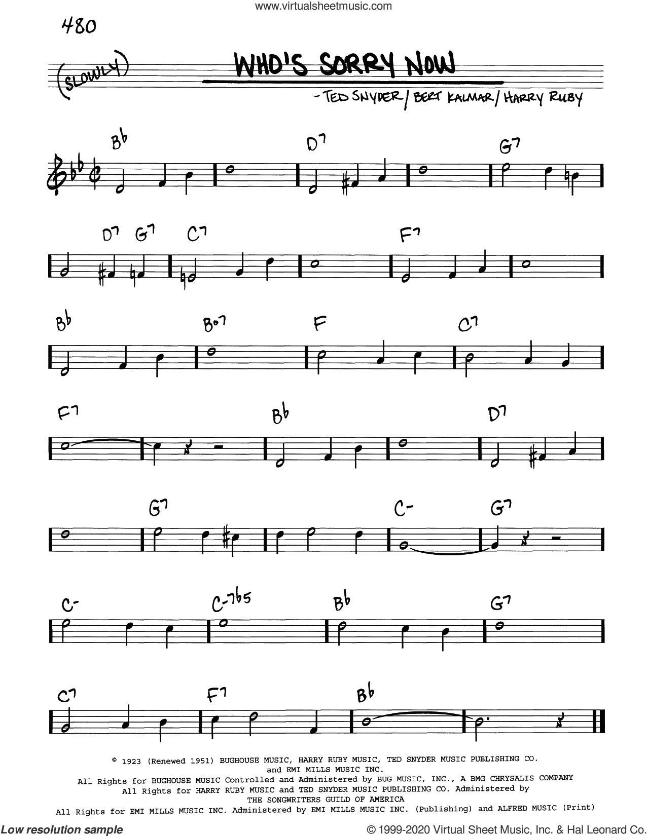 Who's Sorry Now sheet music (real book - melody and chords) (real book)