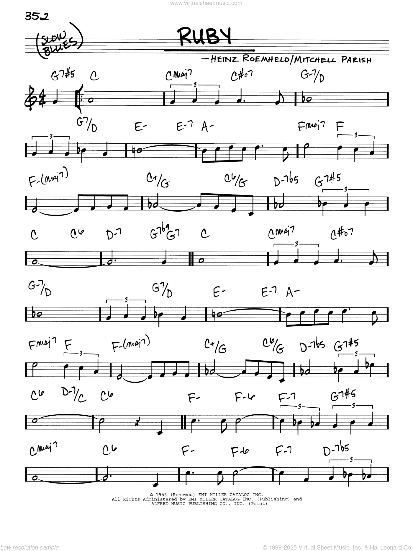 Ruby sheet music (real book - melody and chords) (real book)