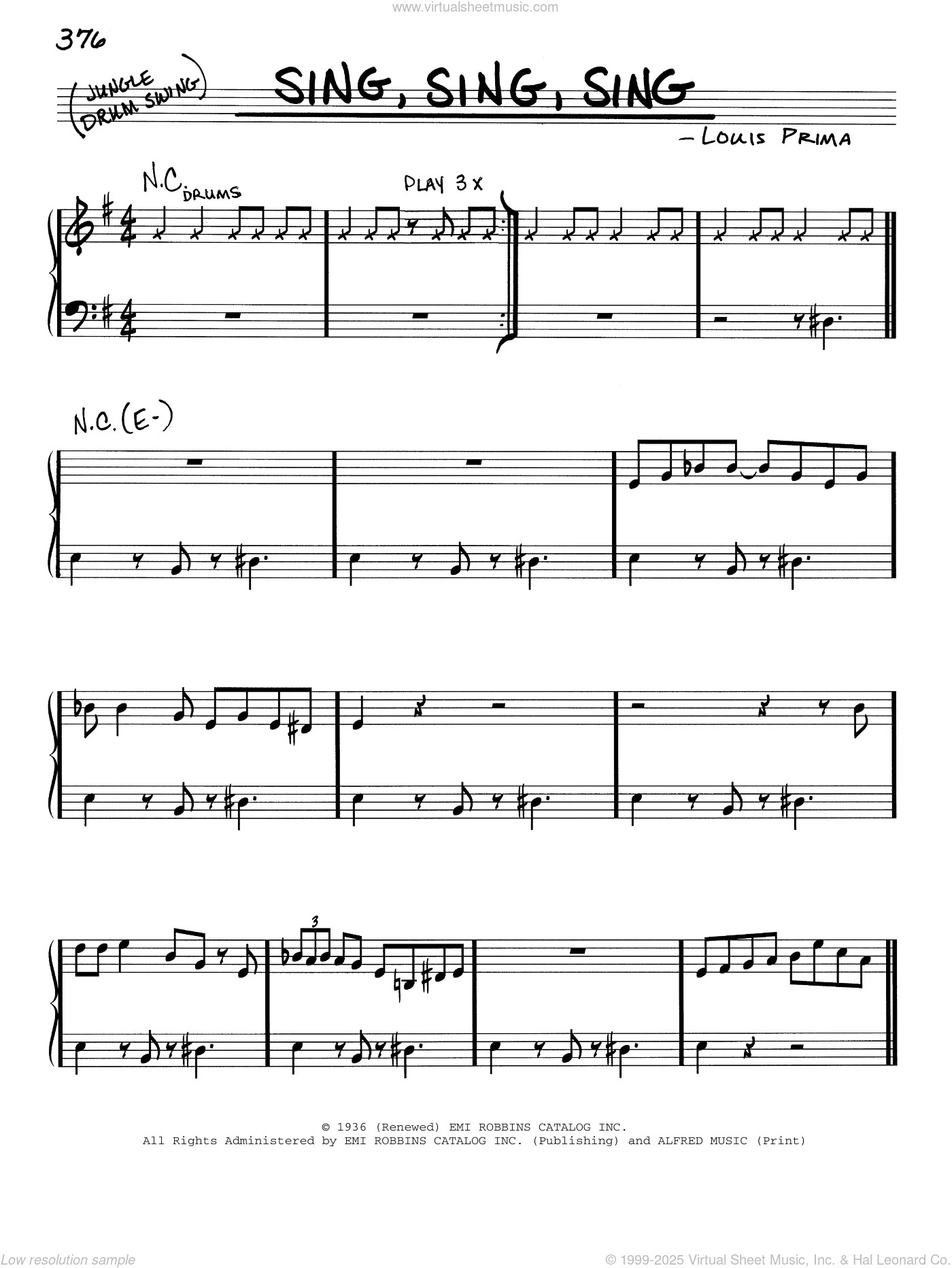 Sing, Sing, Sing sheet music (real book - melody and chords) (real book)