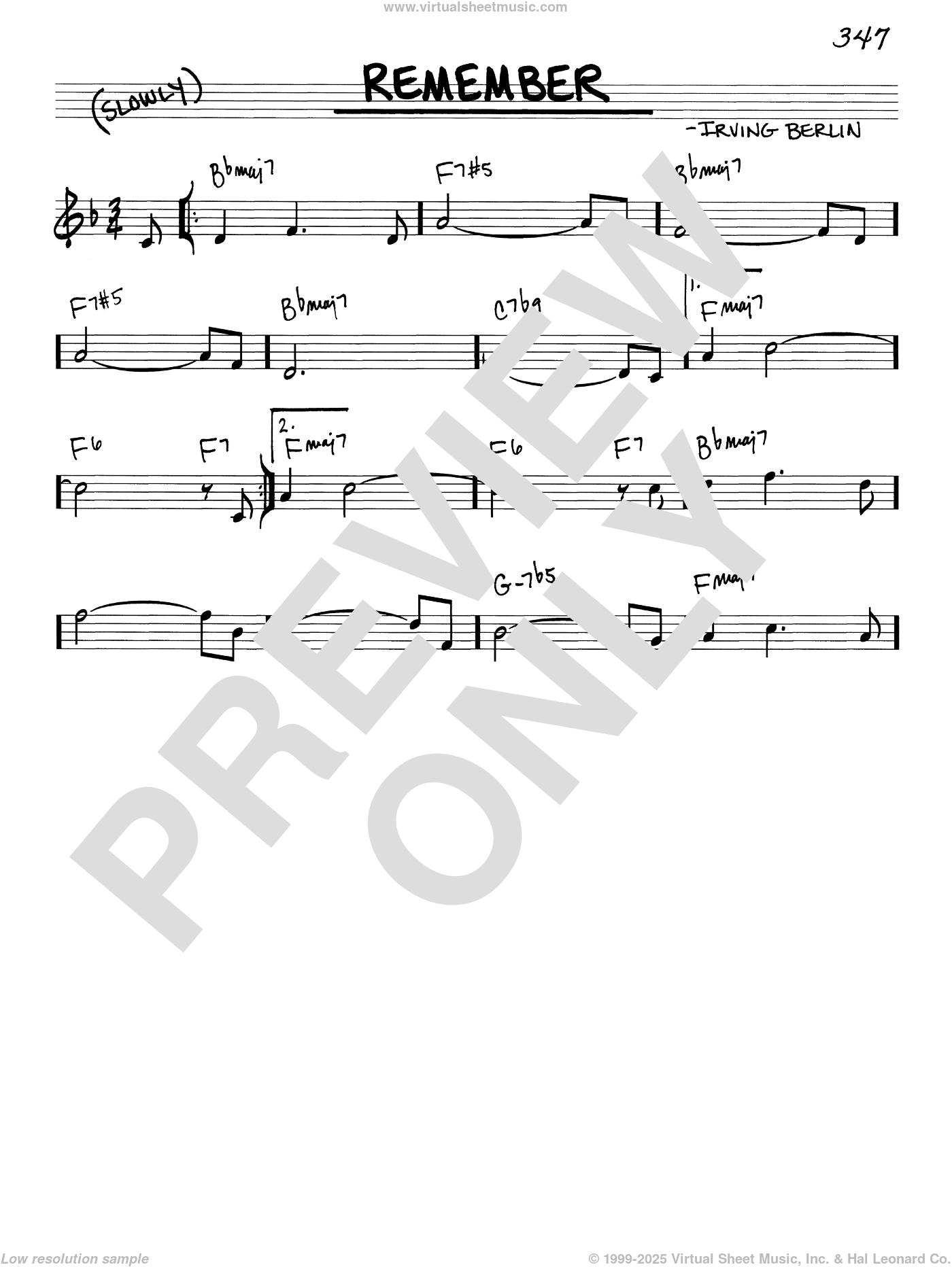 Remember sheet music (real book - melody and chords) (real book)