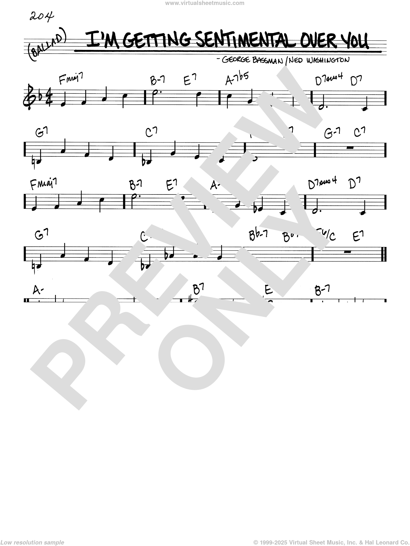 I'm Getting Sentimental Over You sheet music (real book - melody and ...