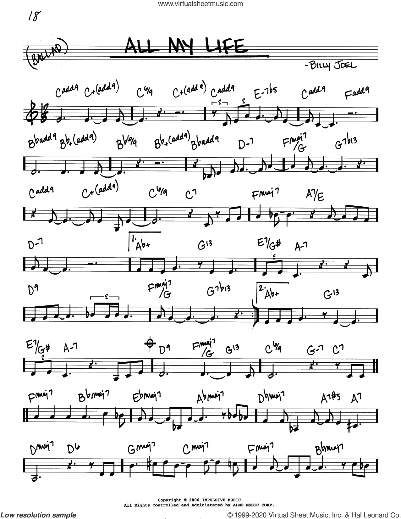 All My Life sheet music (real book - melody and chords) (real book)