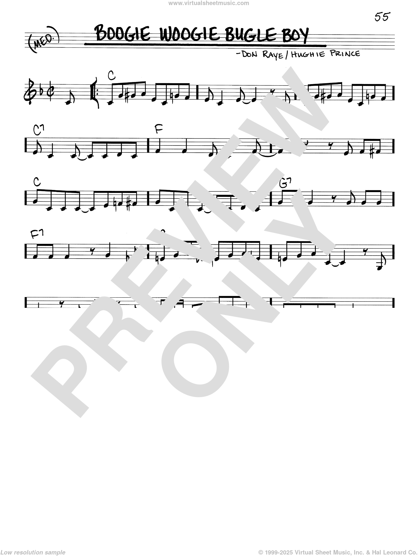 Boogie Woogie Bugle Boy sheet music (real book - melody and chords ...