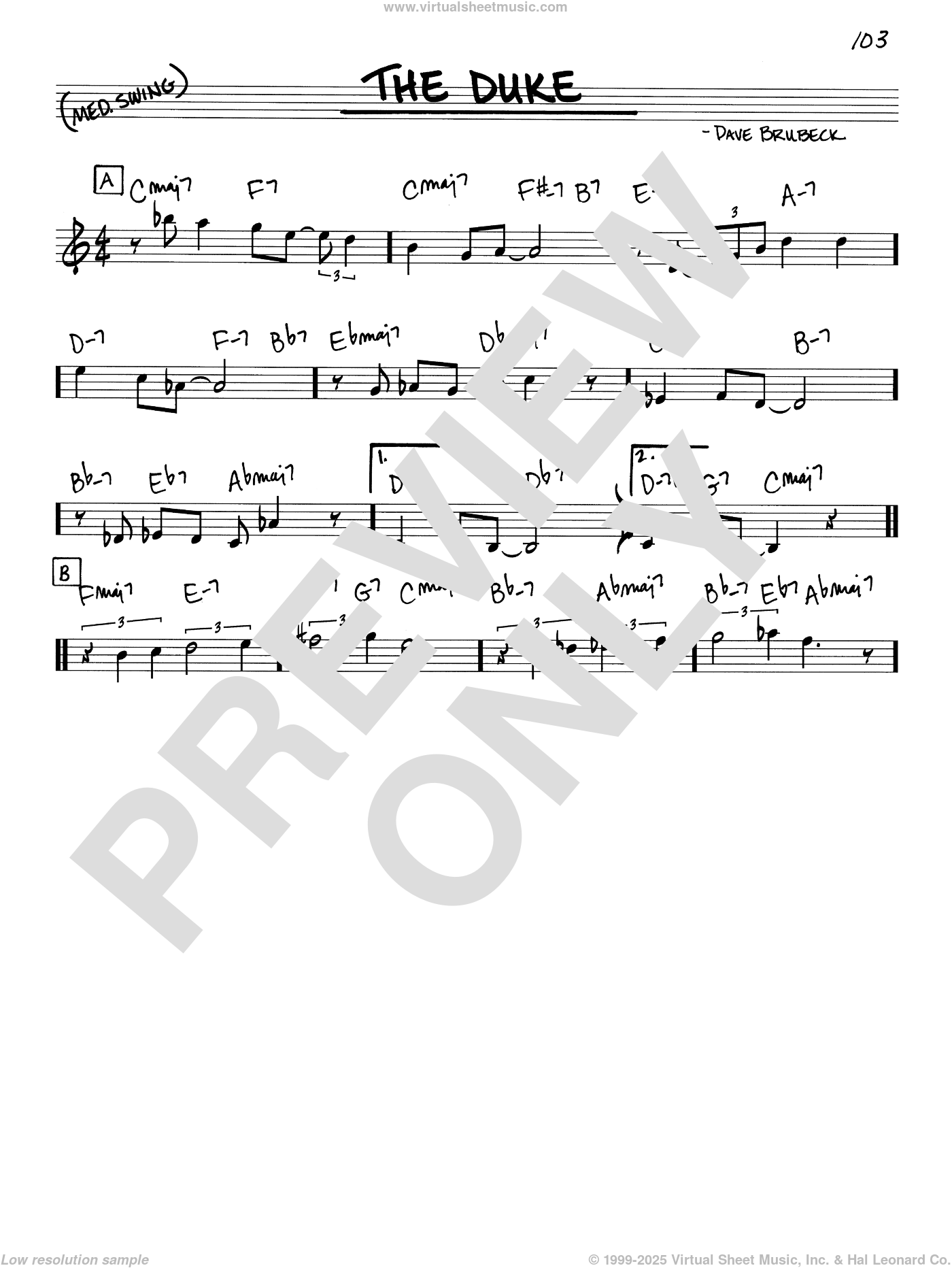 The Duke sheet music (real book - melody and chords) (real book)