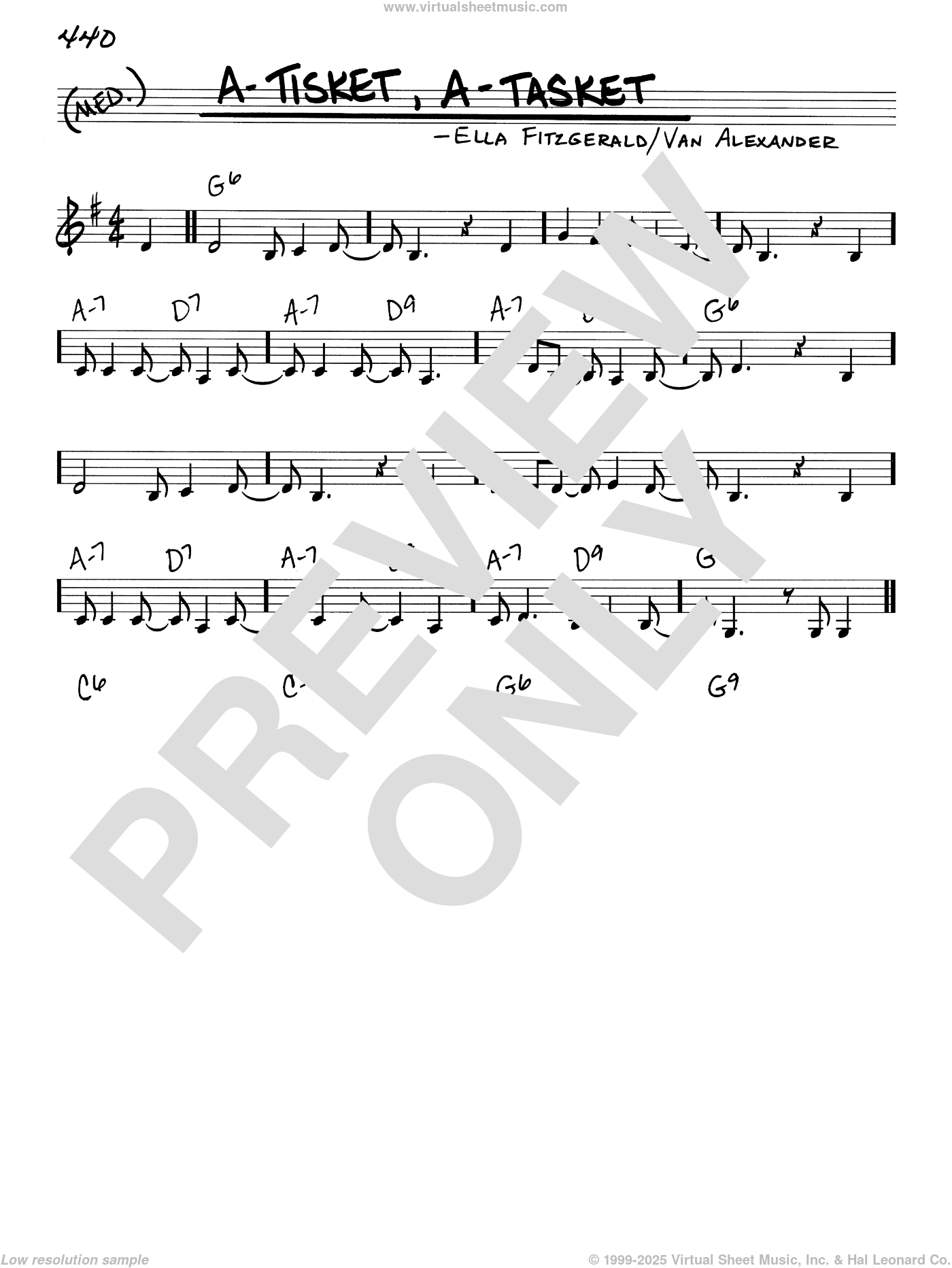 A-Tisket, A-Tasket sheet music (real book - melody and chords) (real book)