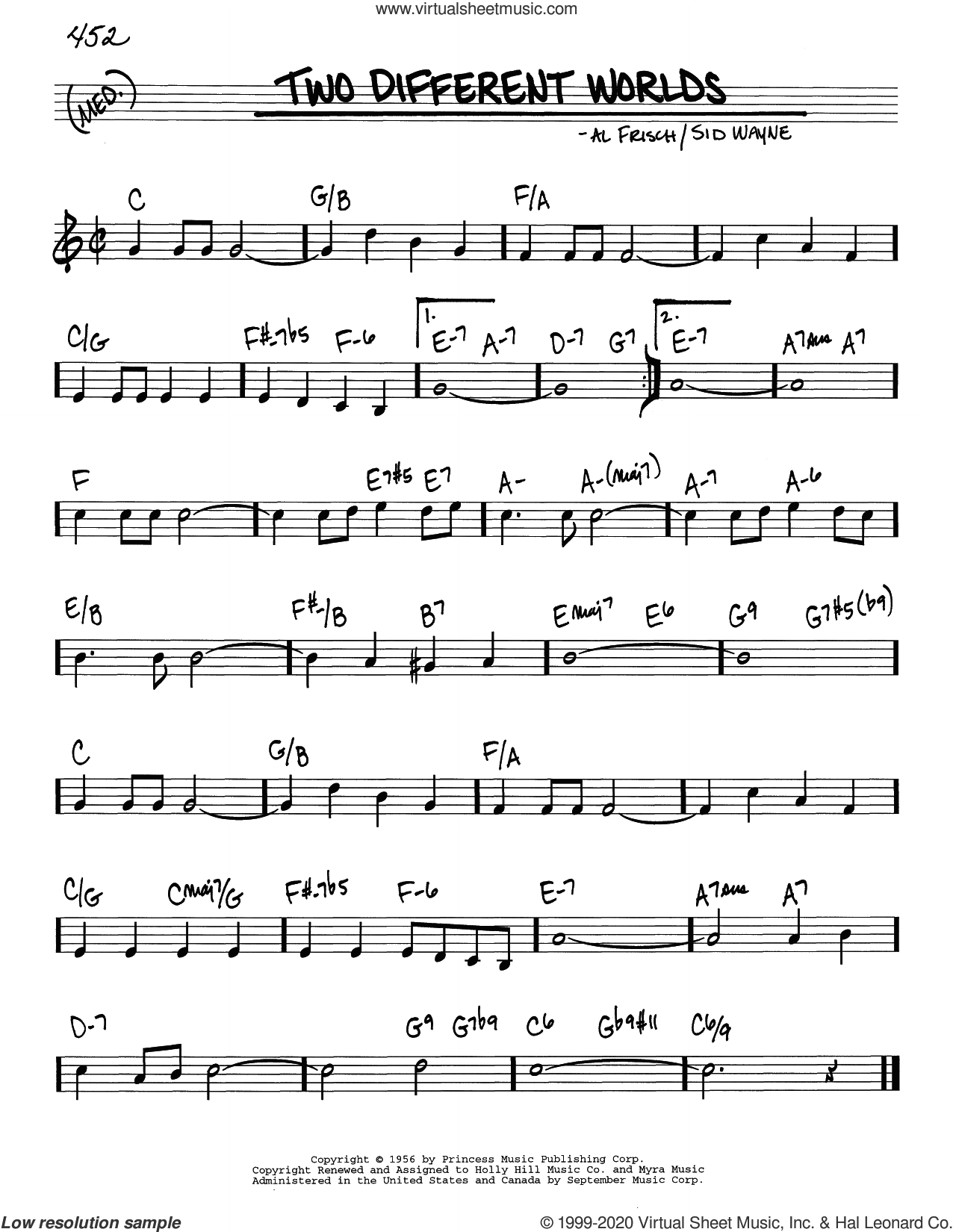 Two Different Worlds sheet music (real book - melody and chords) (real ...