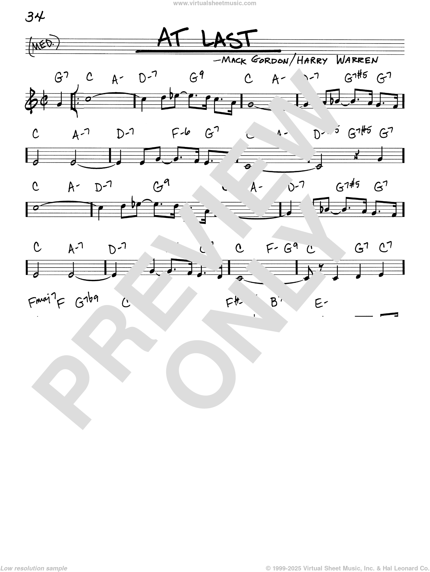 At Last sheet music (real book - melody and chords) (real book)