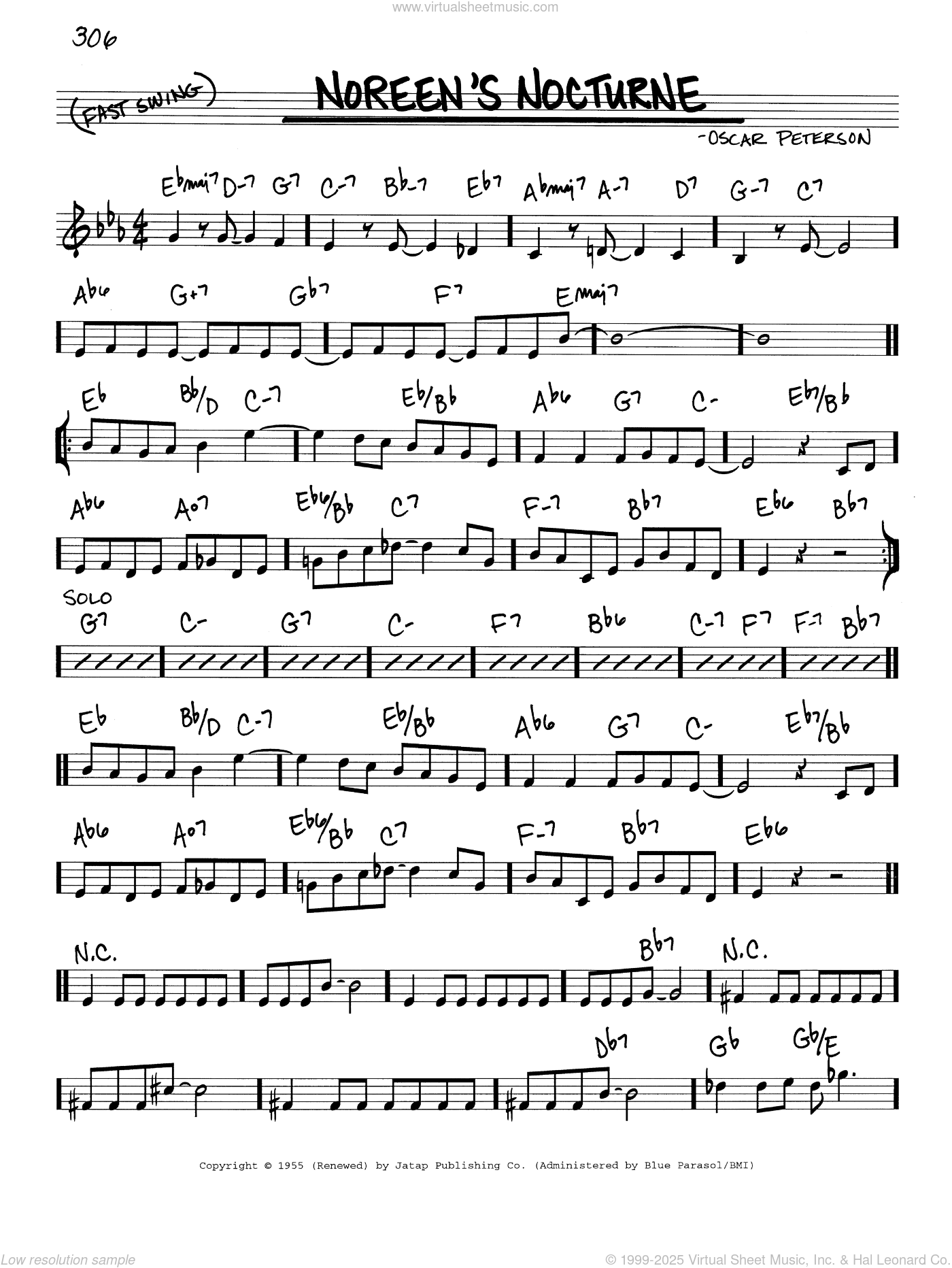 Noreen's Nocturne sheet music (real book - melody and chords) (real book)