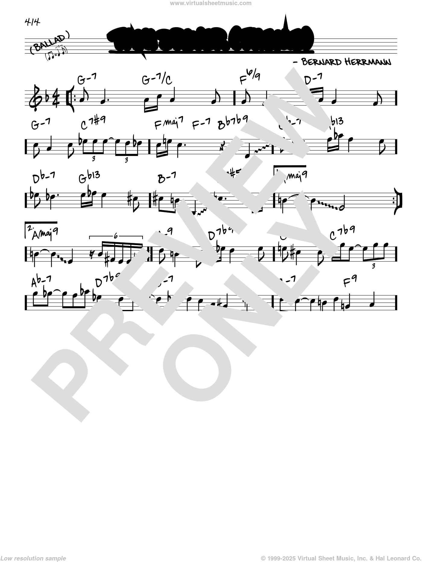 Taxi Driver (Theme) sheet music (real book - melody and chords) (real book)