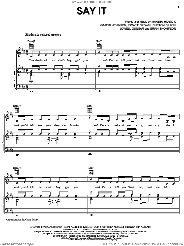 Say It sheet music for voice, piano or guitar (PDF-interactive)