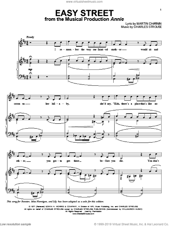 Easy Street sheet music for voice and piano (PDF-interactive)