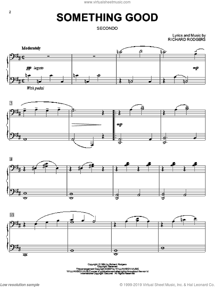 Something Good sheet music for piano four hands (PDF)