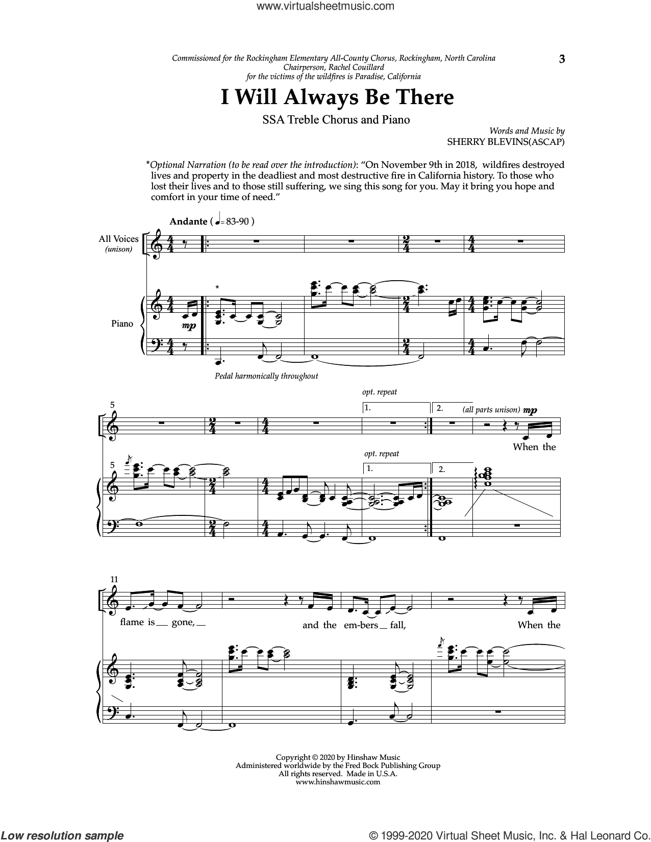 I Will Always Be There sheet music for choir (2-Part) (PDF)