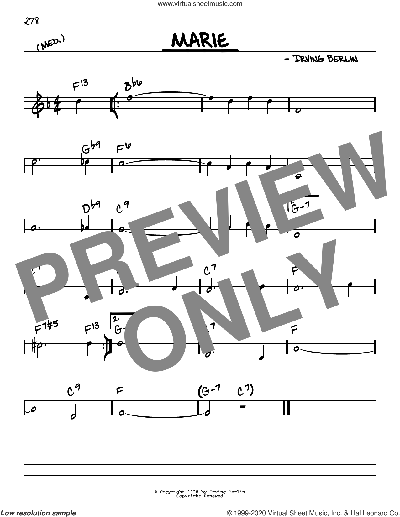 Marie sheet music (real book - melody and chords) (real book)