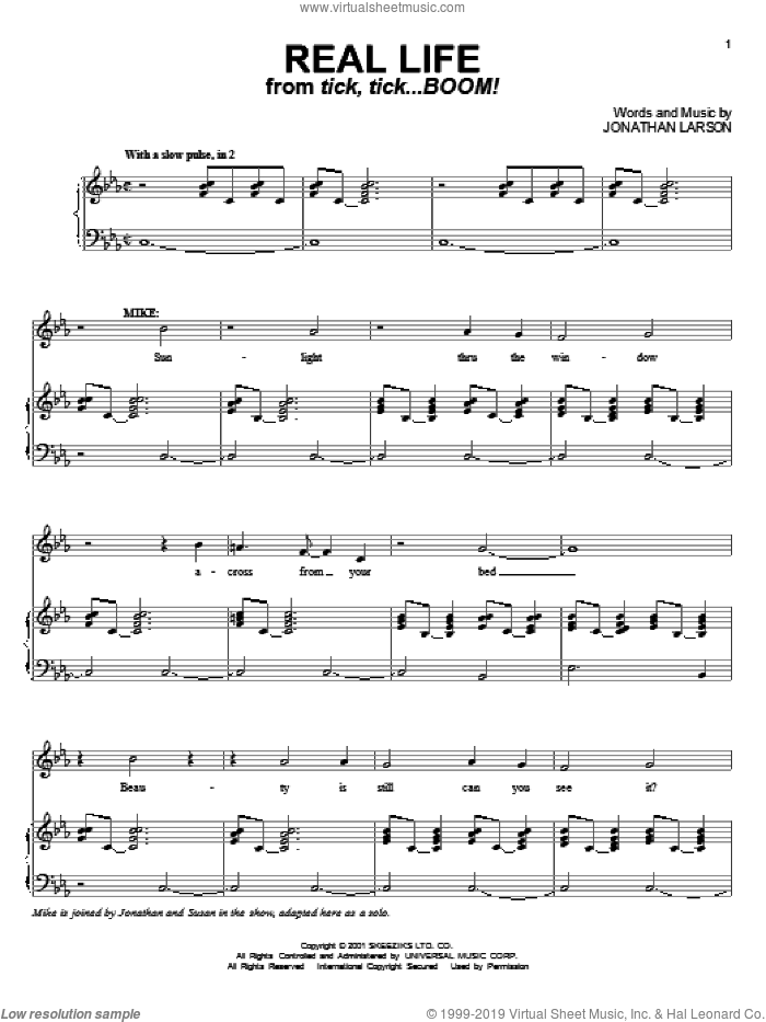 Real Life (from tick, tick... BOOM!) sheet music for voice and piano