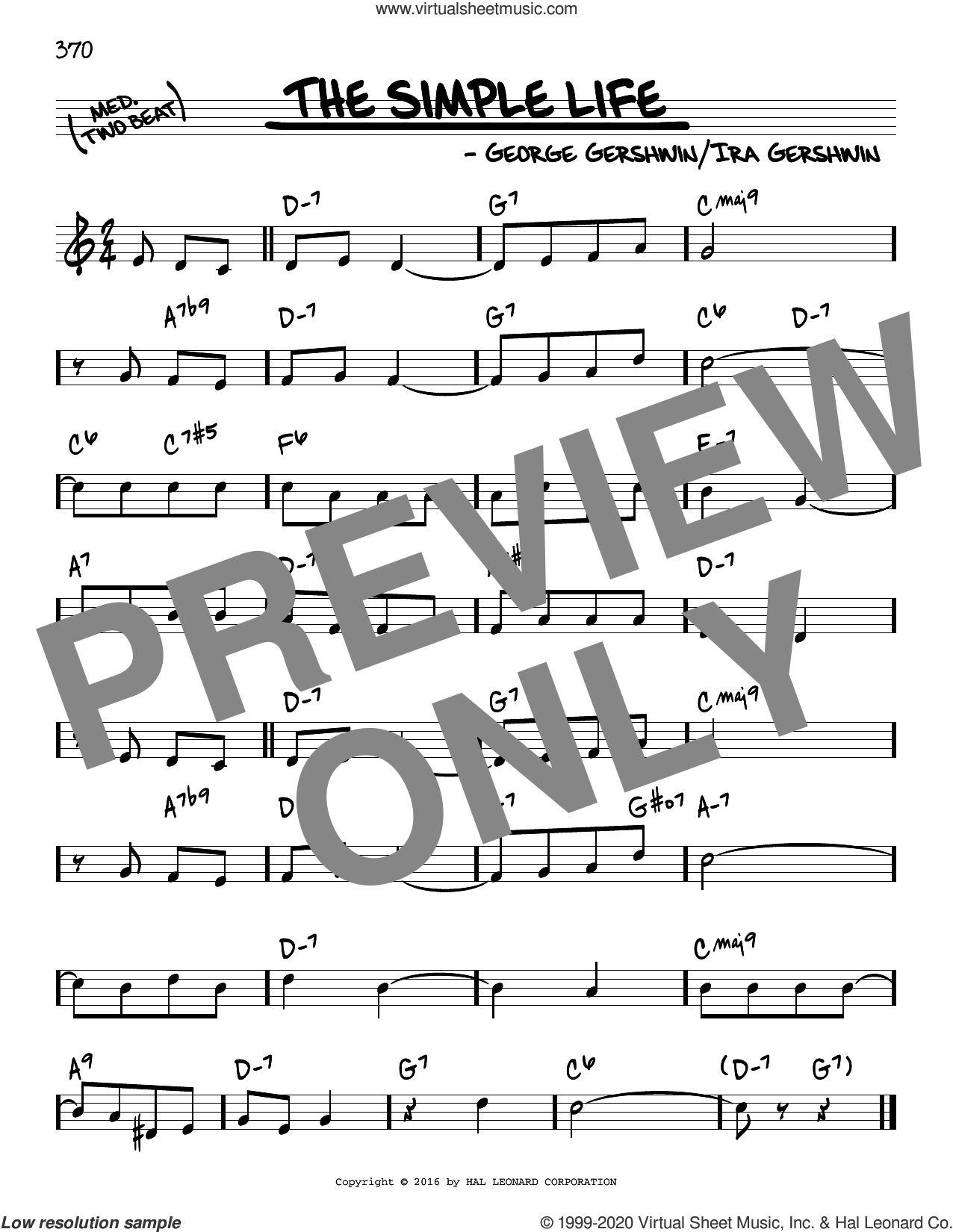 The Simple Life sheet music (real book - melody and chords) (real book)