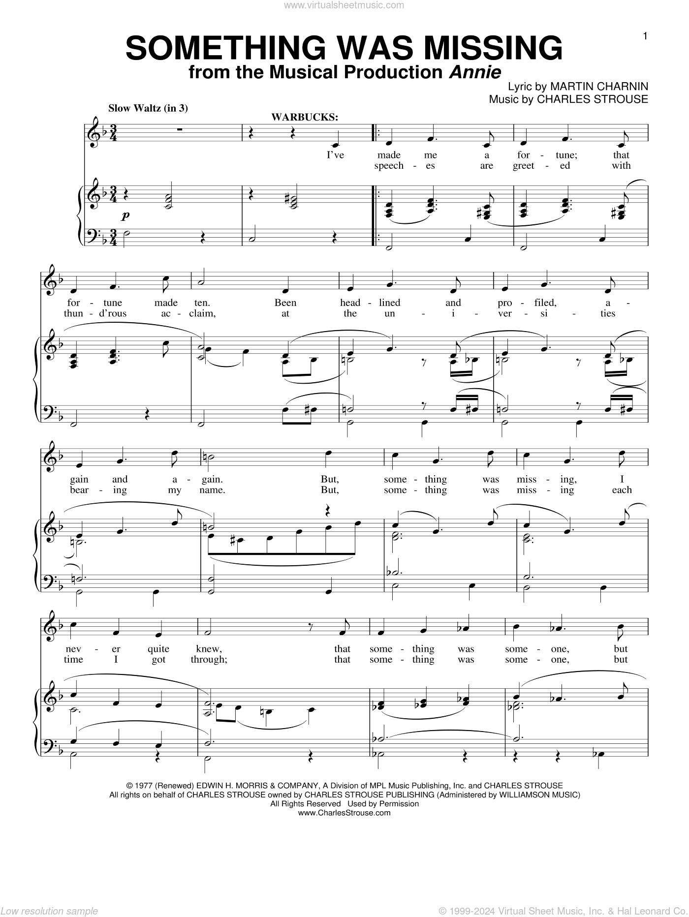 Something Was Missing sheet music for voice and piano (PDF)