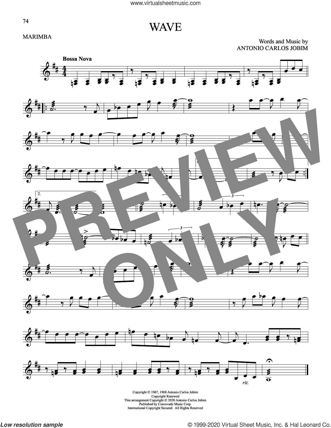 Wave sheet music for Marimba Solo (PDF)